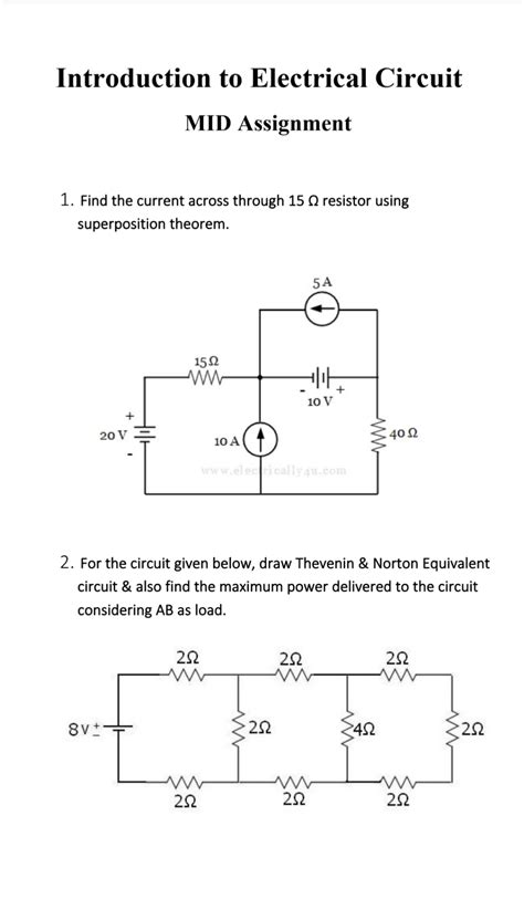 Solved Introduction To Electrical Circuit Mid Assignment 1