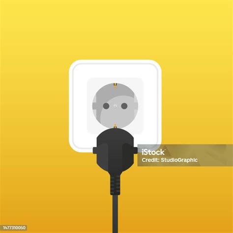 플러그는 전기 코드를 사용하여 전기 배선에 삽입됩니다 전기 제품을 연결하기위한 장치 아이콘입니다 정전 개념 유럽 소켓 기술 벡터 그림 0명에 대한 스톡 벡터 아트 및 기타