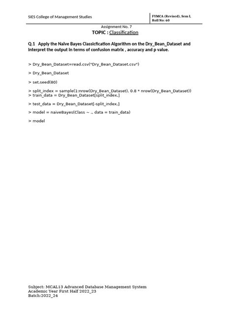 Assignment No 7 Adbms Pdf