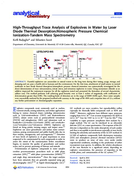 pdf high throughput trace analysis of explosives in water by laser