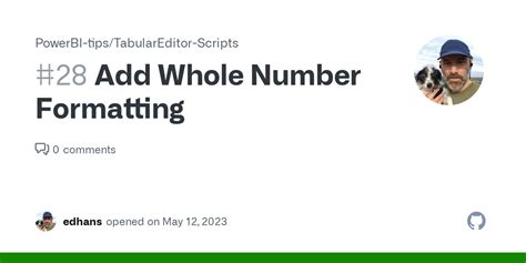 Add Whole Number Formatting · Issue 28 · Powerbi Tips Tabulareditor Scripts · Github