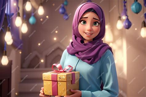 Premium Ai Image 3d Render Of Disney Style Beautiful Muslim Young