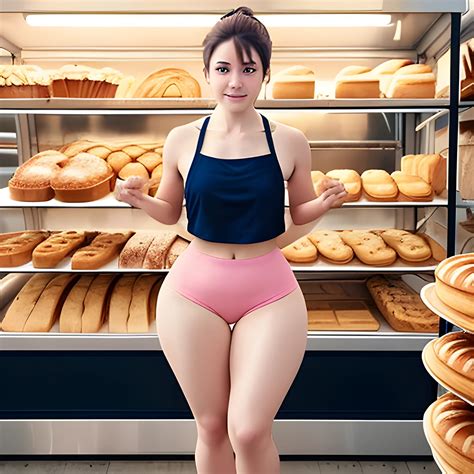 Generate An Image Of A Woman At A Bakery With Thick Thighs Arthub Ai
