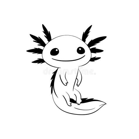Axolotl Axolotl Simple Black And White Line Art Vector Logo Stock