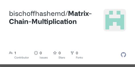 GitHub Bischoffhashemd Matrix Chain Multiplication