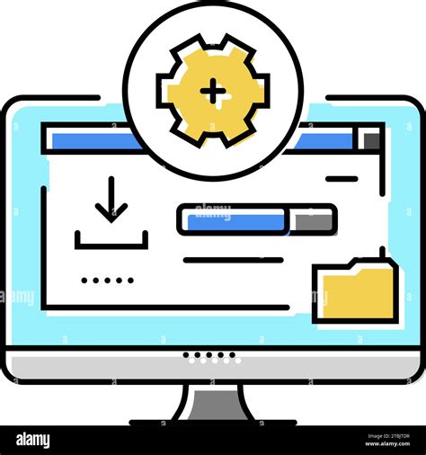 Driver Installation Repair Computer Color Icon Vector Illustration