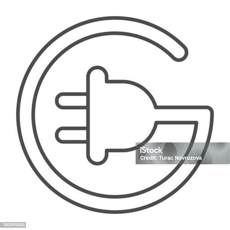 Schnur Mit Stecker In Kreis Form Dünne Linie Symbol Elektroautokonzept