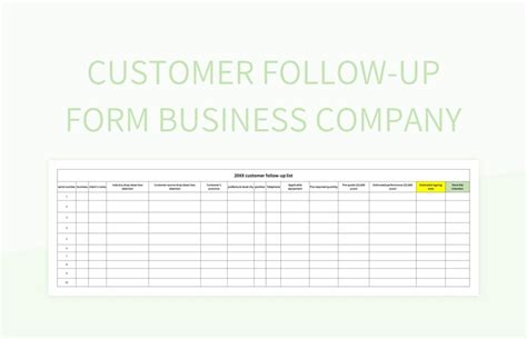 Free Follow Up Form Templates For Google Sheets And Microsoft Excel Slidesdocs