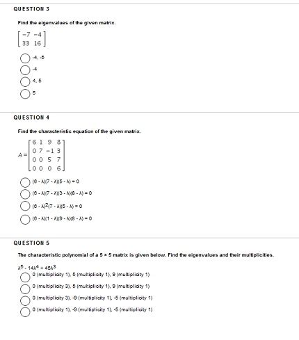 Solved QUESTION For The Given Matrix And Eigenvalue Find Chegg