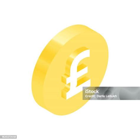 Ikon Kuning Mata Uang Isometrik Ilustrasi Vektor Datar Modern Tanda Mata Uang Pound Template