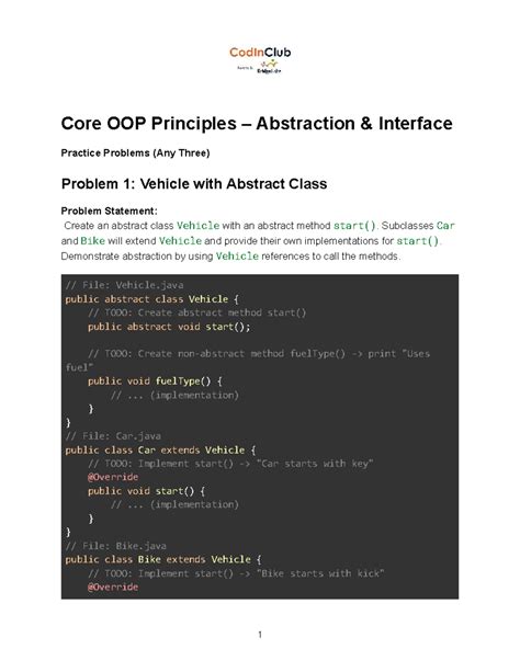 S8 Core Oop Principles Abstract Class And Interface Practice Problems