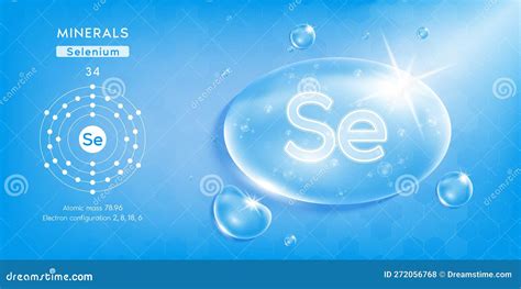 Drop Water Minerals Selenium Blue Minerals Complex With Chemical Formula From Nature Stock