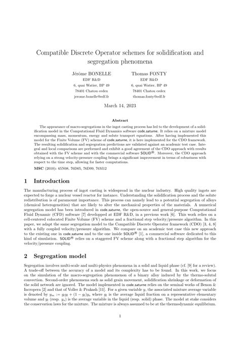 Pdf Compatible Discrete Operator Schemes For Solidification And Segregation Phenomena