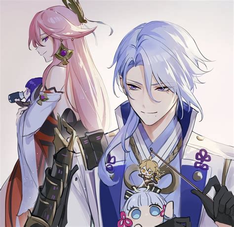 Raiden Shogun Yae Miko Aether Kamisato Ayaka And Kamisato Ayato