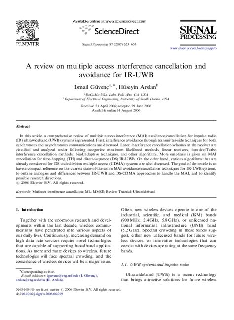 pdf a review on multiple access interference cancellation and