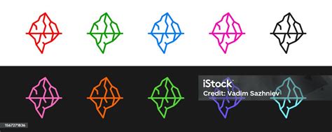 선 설정 빙산 아이콘은 흑백 배경에 분리되어 있습니다 벡터 개념에 대한 스톡 벡터 아트 및 기타 이미지 개념 검은색 겨울 Istock