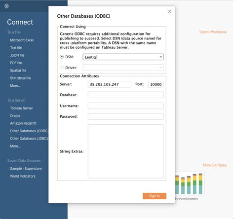 Connecting Tableau To Lentiq · Documentation