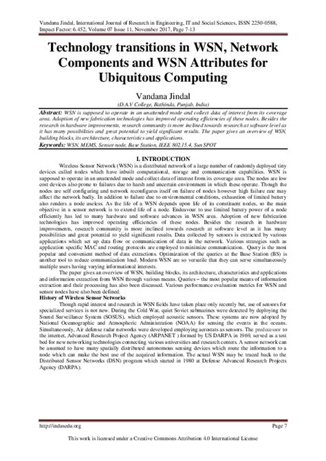 Pdf Technology Transitions In Wsn Network Components And Wsn