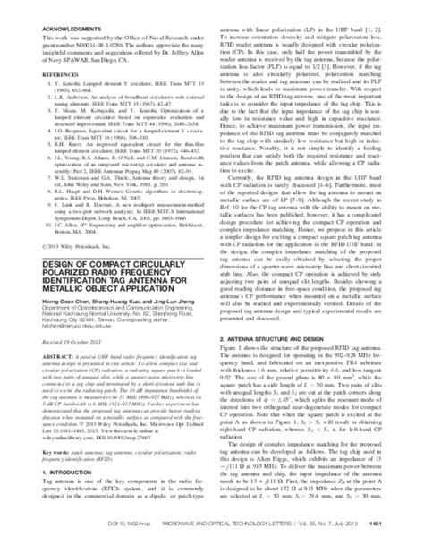 Pdf Design Of Compact Circularly Polarized Radio Frequency