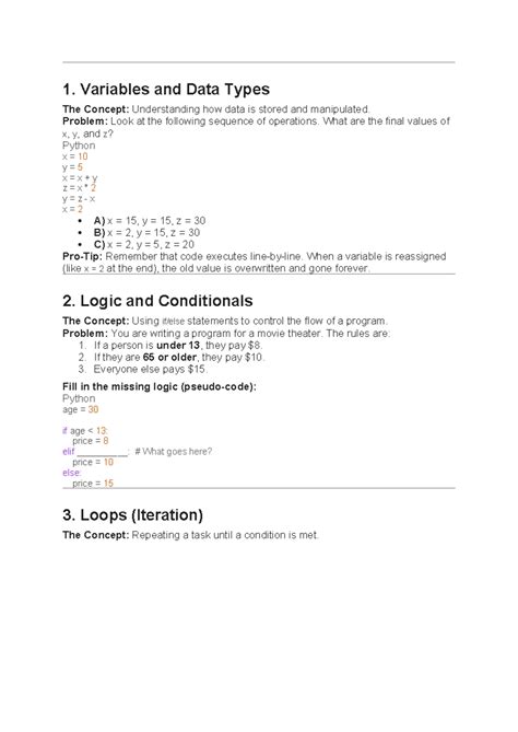 Cs101 Variables Data Types Logic And Loops Notes Studocu