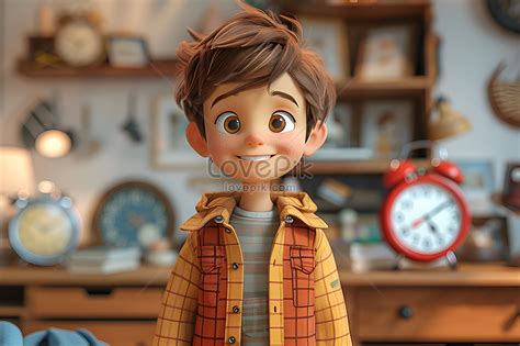 십대와 빨간색 알람 시계 일러스트 무료 다운로드 Lovepik