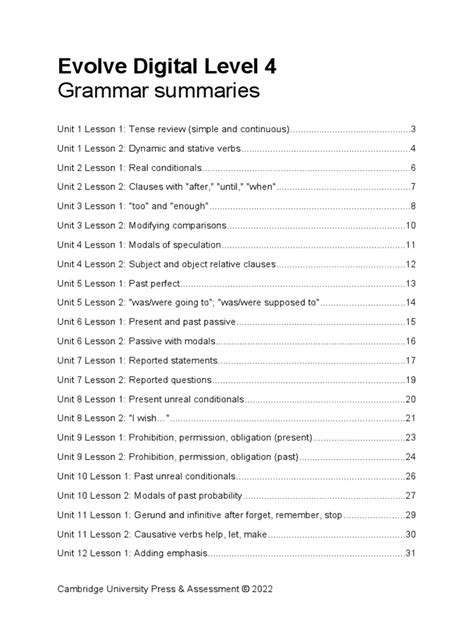 evolve digital level 4 grammar summaries pdf verb question