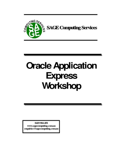 Silo Tips Oracle Application Express Workshop Pdf Plsql Databases