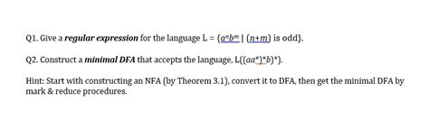 Solved Q1 Give A Regular Expression For The Language L Anbm Nm