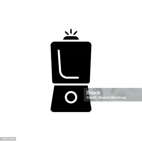 흰색 배경에 격리 된 검은 색 가습기 공기 디퓨저 아이콘입니다 정화기 소기후 초음파 홈 플랫 벡터 일러스트 레이션 건강한 습도 가습기에 대한 스톡 벡터 아트 및 기타 이미지