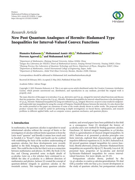 Pdf New Post Quantum Analogues Of Hermite Hadamard Type Inequalities For Interval Valued