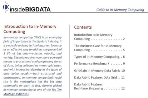 Inside BIGDATA Guide to In-Memory Computing - GridGain Systems