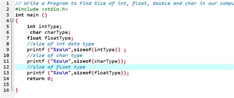 How To Find The Size Of Various Datatype