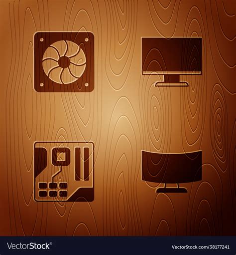 Set Computer Monitor Screen Cooler Motherboard Vector Image