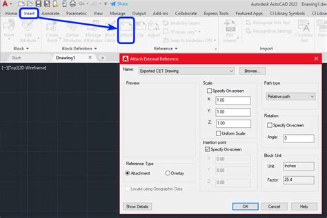 autocad importing cet drawing as an xref configura help center