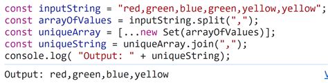 How To Remove Duplicate Values From A Comma Separated String In Javascript