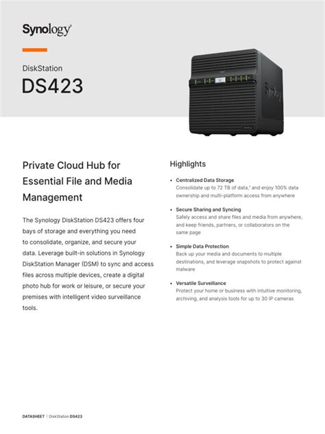synology ds423 data sheet enu pdf cloud computing backup