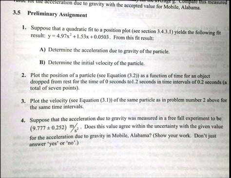 Solved Suppose That A Quadratic Fit To A Position Plot See