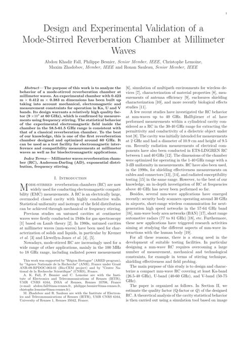 Pdf Design And Experimental Validation Of A Mode Stirred