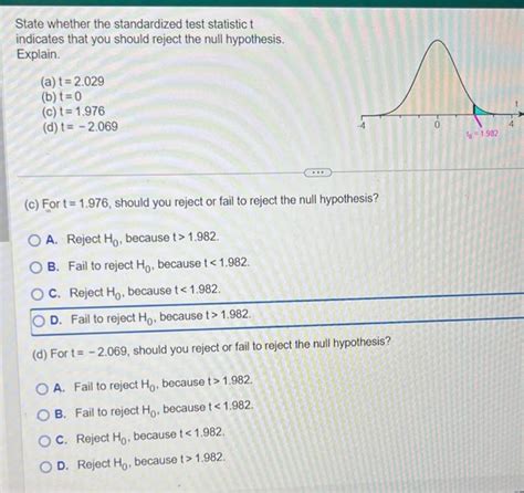 Solved State Whether The Standardized Test Statistic T
