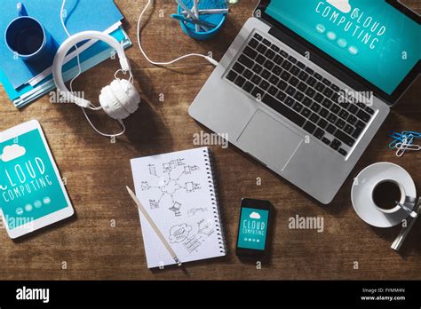 Cloud Computing User Interface And Mobile App On Laptop Smart Phone