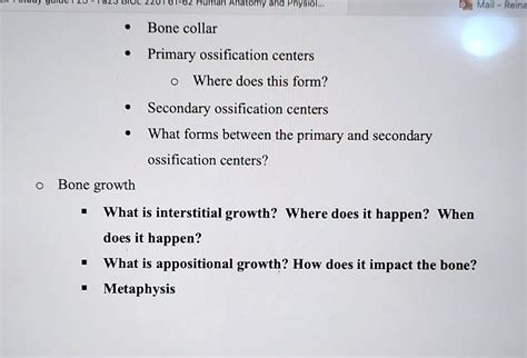 Solved Texts Human Anatomy And Physiology Mail Reina Bone Collar Primary Ossification