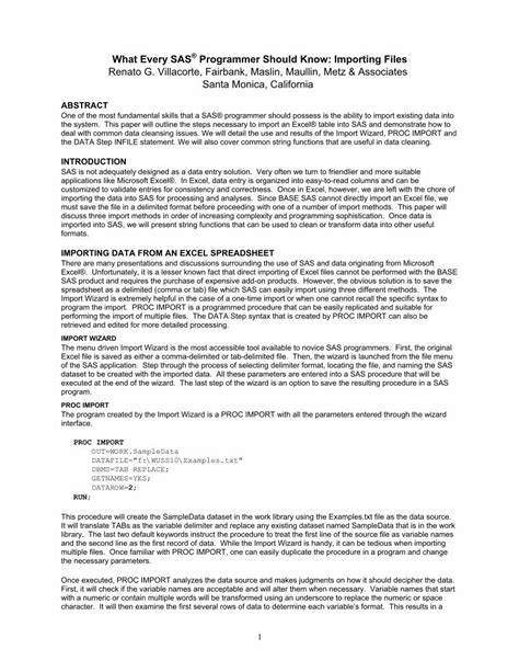 pdf what every sas programmer should know importing files … · cody s