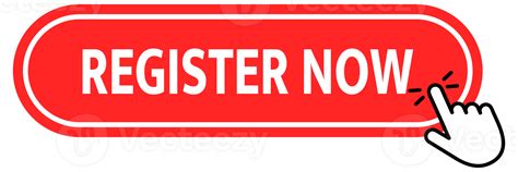 Register Now Button With Pointer Clicking Web Button Finger Pressing