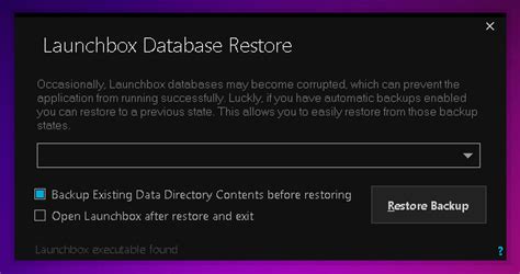 launchbox database restore third party apps and plugins launchbox