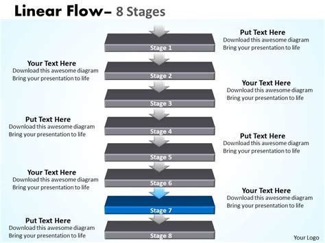 Linear Flow 8 Stages 18 Presentation Graphics Presentation PowerPoint Example Slide Templates