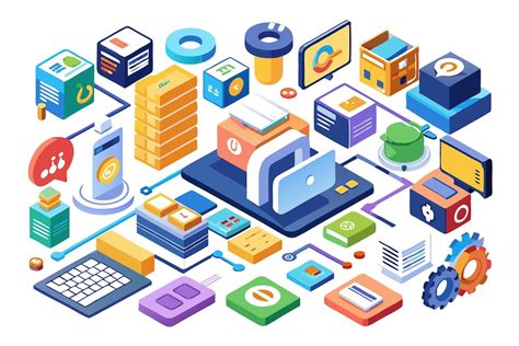 Isometric Illustration Of Data Processing Cloud Computing And Data