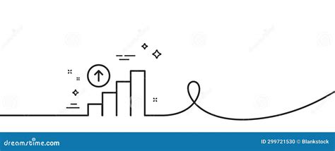 graph line icon column chart sign continuous line with curl vector