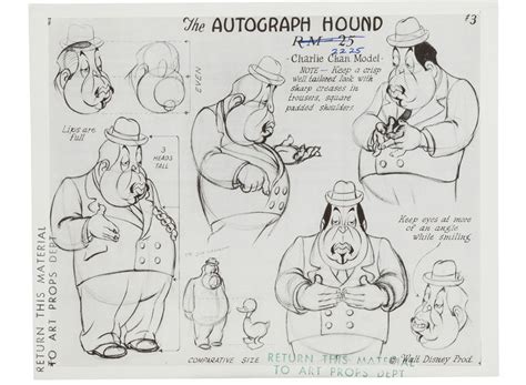 Model Sheet From The 1939 Disney Cartoon The Autograph Hound Disney
