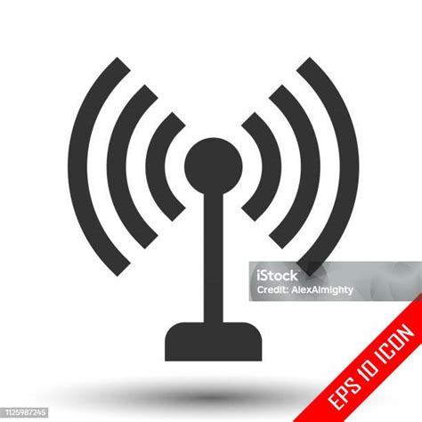 안테나 아이콘입니다 흰색 배경에 고립 된 안테나의 간단한 평면 로고 벡터 일러스트입니다 0명에 대한 스톡 벡터 아트 및 기타