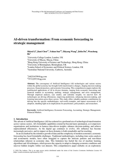 Pdf Ai Driven Transformation From Economic Forecasting To Strategic